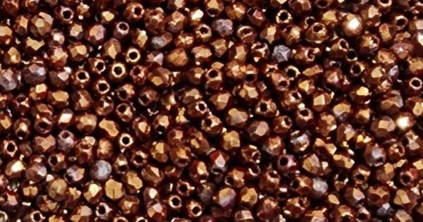 Fire Polish 2mm Bronze Luster Iris-Opaque Red
